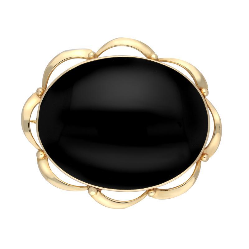 9ct Yellow Gold Whitby Jet Frill Edge Oval Brooch M189 | Robert ...