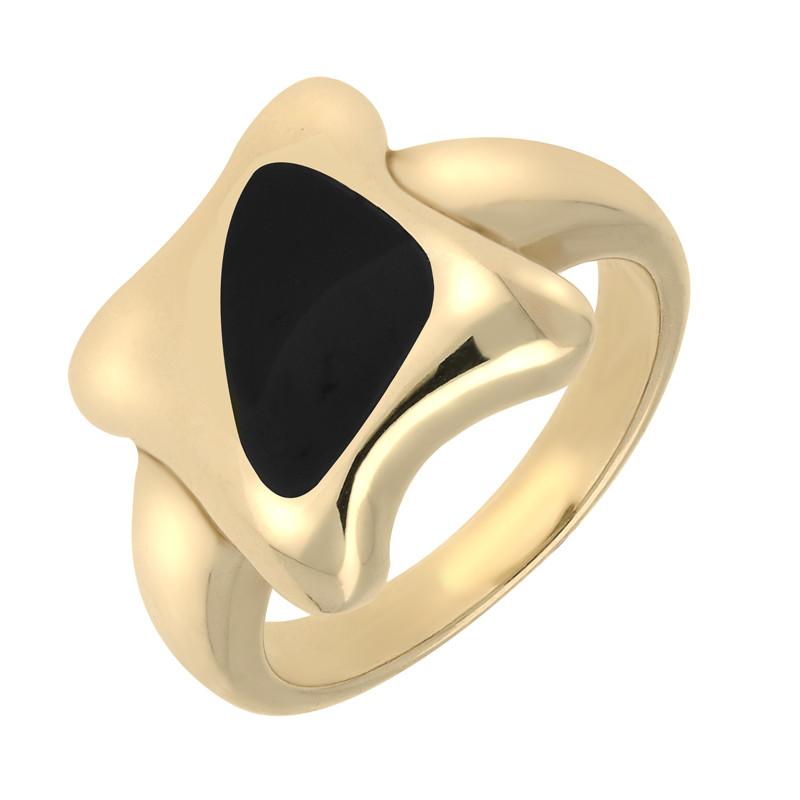 9ct Yellow Gold Whitby Jet Freeform Star Shaped Ring R226 | Robert ...
