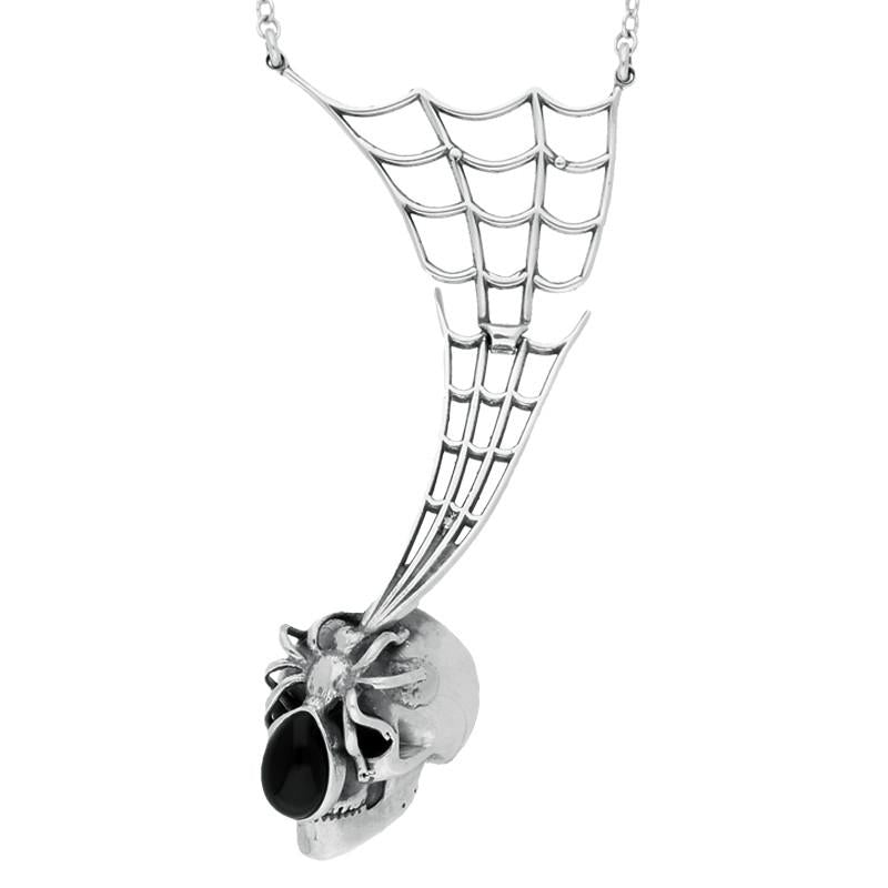 Sterling Silver Whitby Jet Spider Web Skull Necklace NUNQ0001196 ...