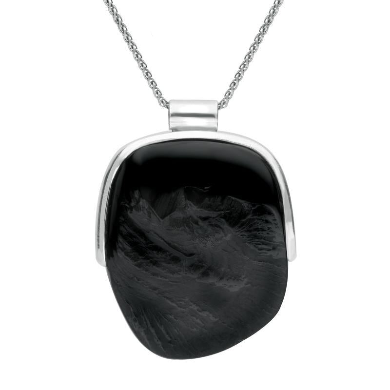 Sterling Silver Whitby Jet Rough Oval Necklace PUNQ0006378 | Robert ...